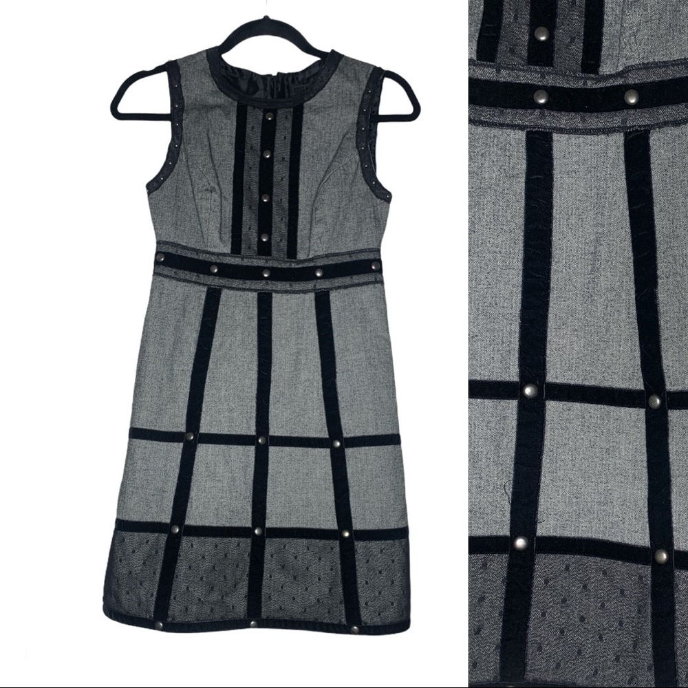 Anna Sui X Target Herringbone Studded Gray Dress - Gem